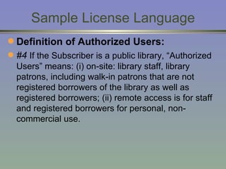 Basics of licensings electronic resources 2 | PPT