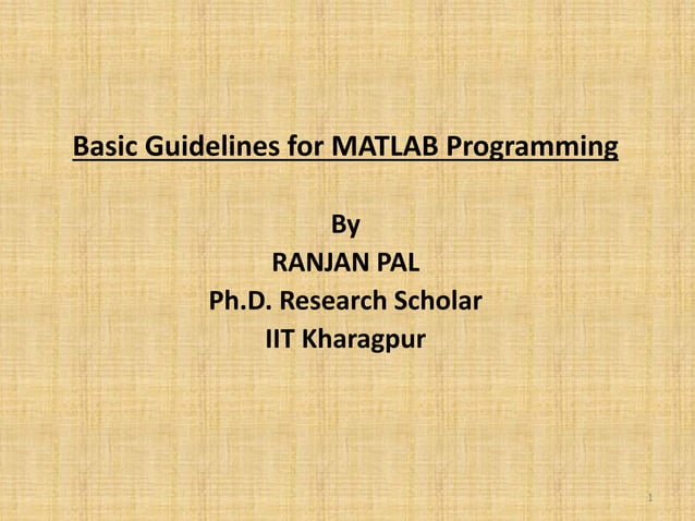 Basics of MATLAB programming | PDF | Physics | Science
