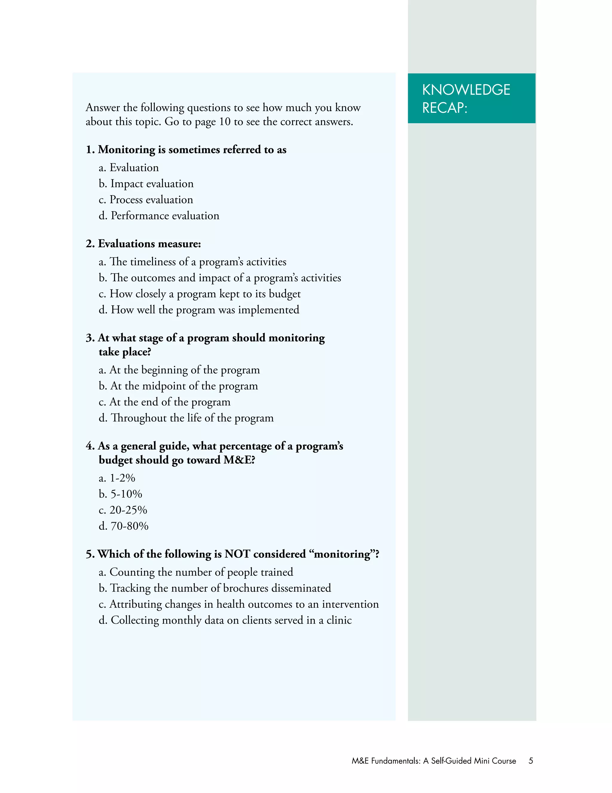 Basics of Monitoring & Evaluation | PDF