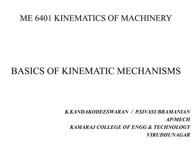 Basics of mechanisms | PPTX