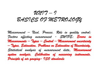 Basics of Metrology and errors in measurement | PPTX