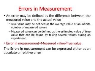 Basics of Metrology and errors in measurement | PPTX
