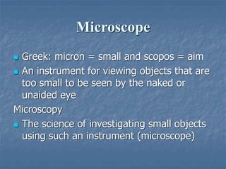 Basics of microscope FOR STUDENTS WITH HISTORY | PPT