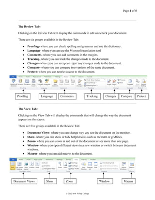 Basics of microsoft word 2010 handout | PDF