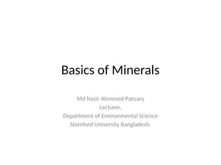 Fundamental Concepts and Characteristics of Earth Minerals | PPTX