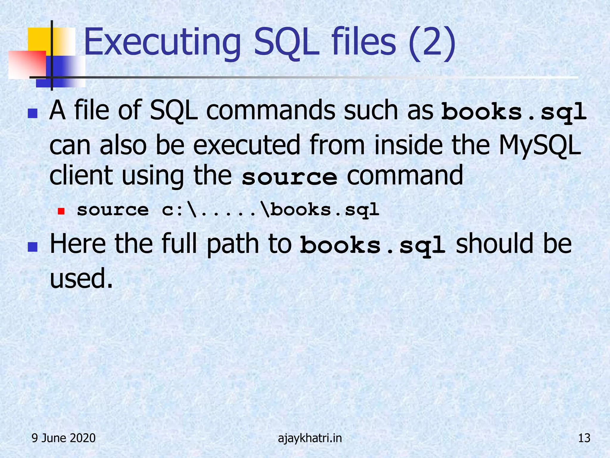 Introduction To MySQL Lecture 1 | PPTX
