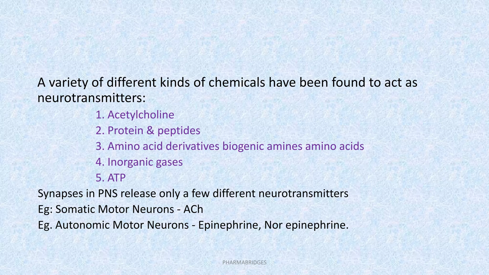Basics of neurotransmitters | PPTX