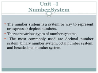 Basics of Number System - Binary number system octal number system | PPT