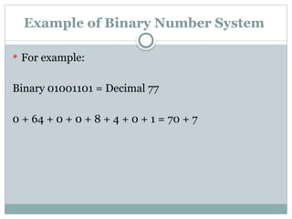 Basics of Number System - Binary number system octal number system | PPT