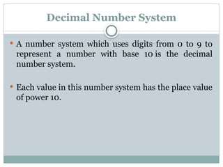 Basics of Number System - Binary number system octal number system | PPTX