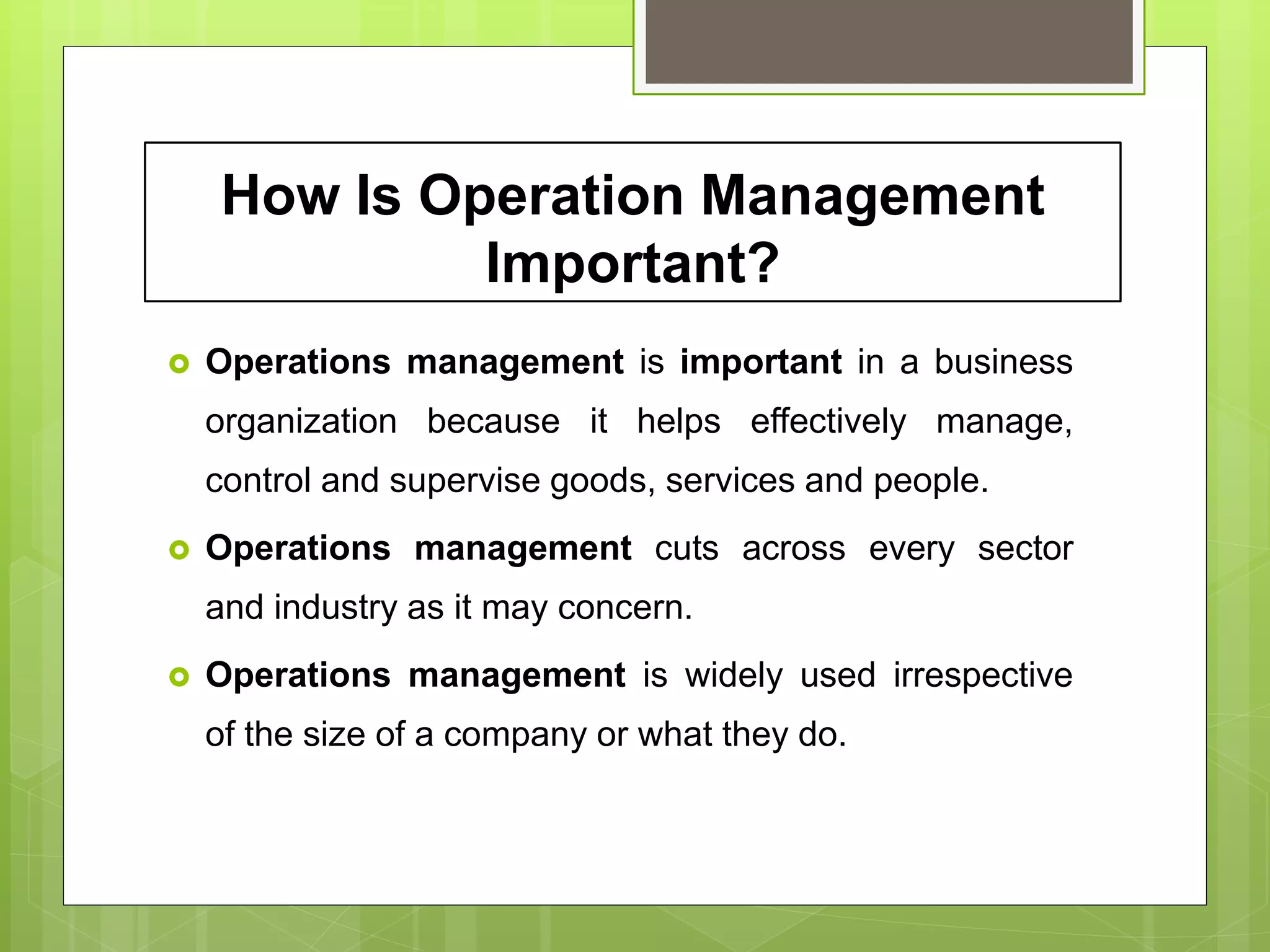 Basics of operations management | PPTX