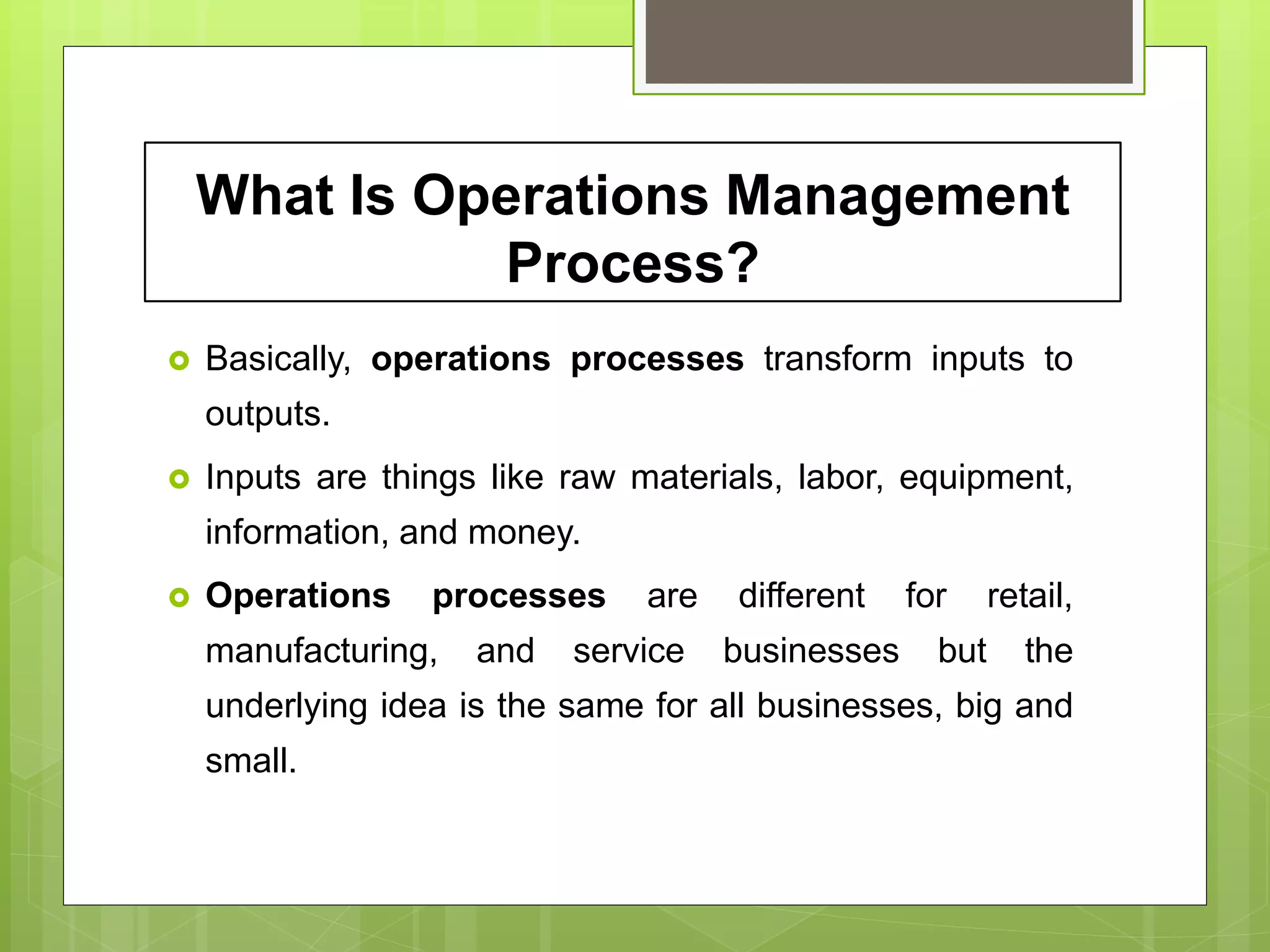 Basics of operations management | PPTX