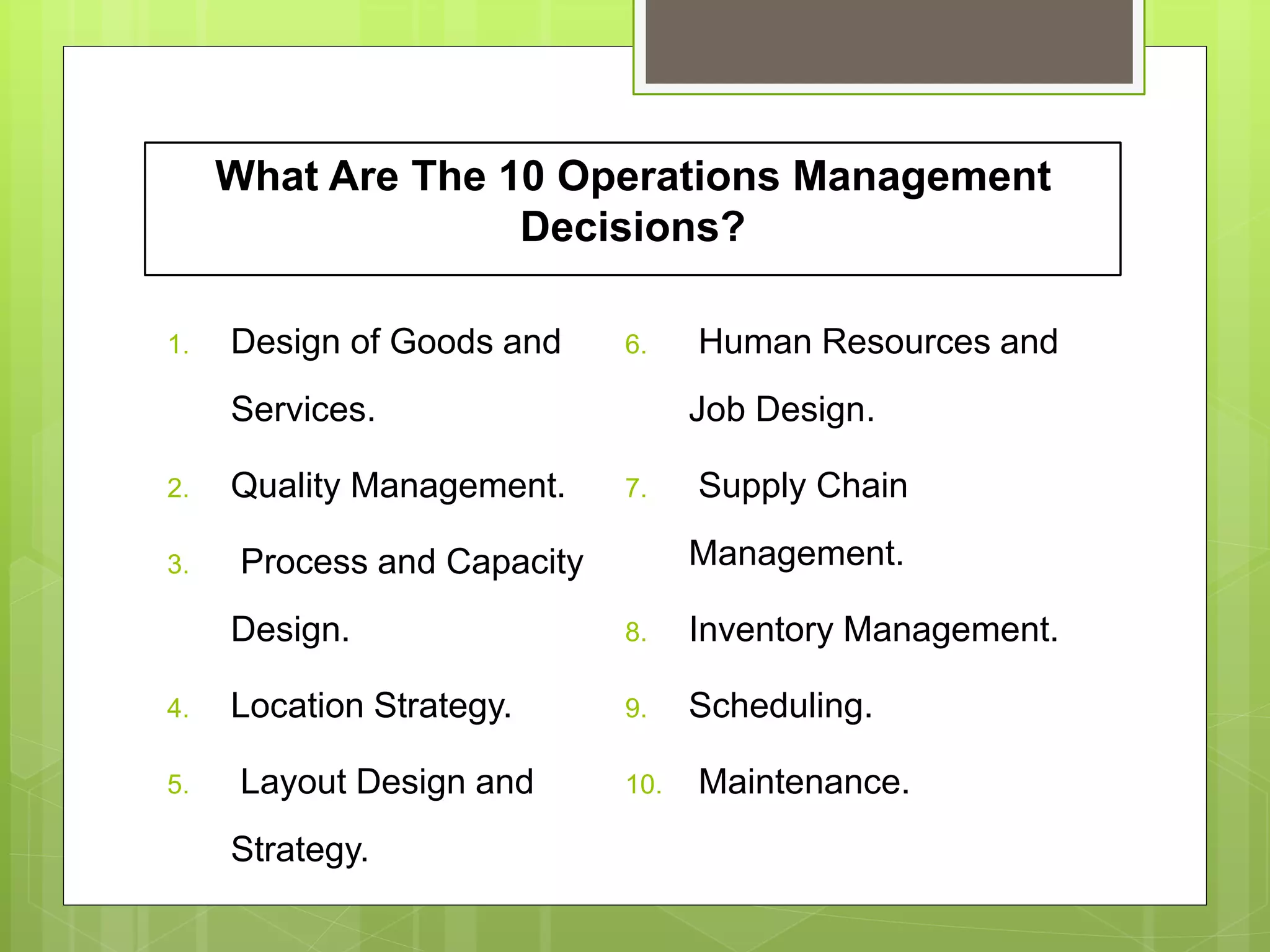Basics of operations management | PPTX