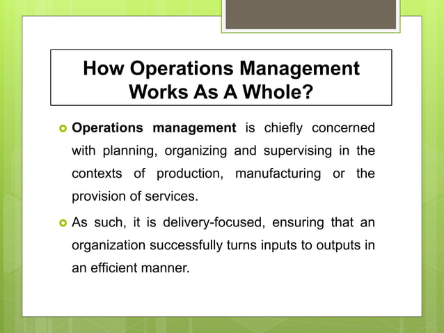 Basics of operations management | PPTX | Human Resources | Business