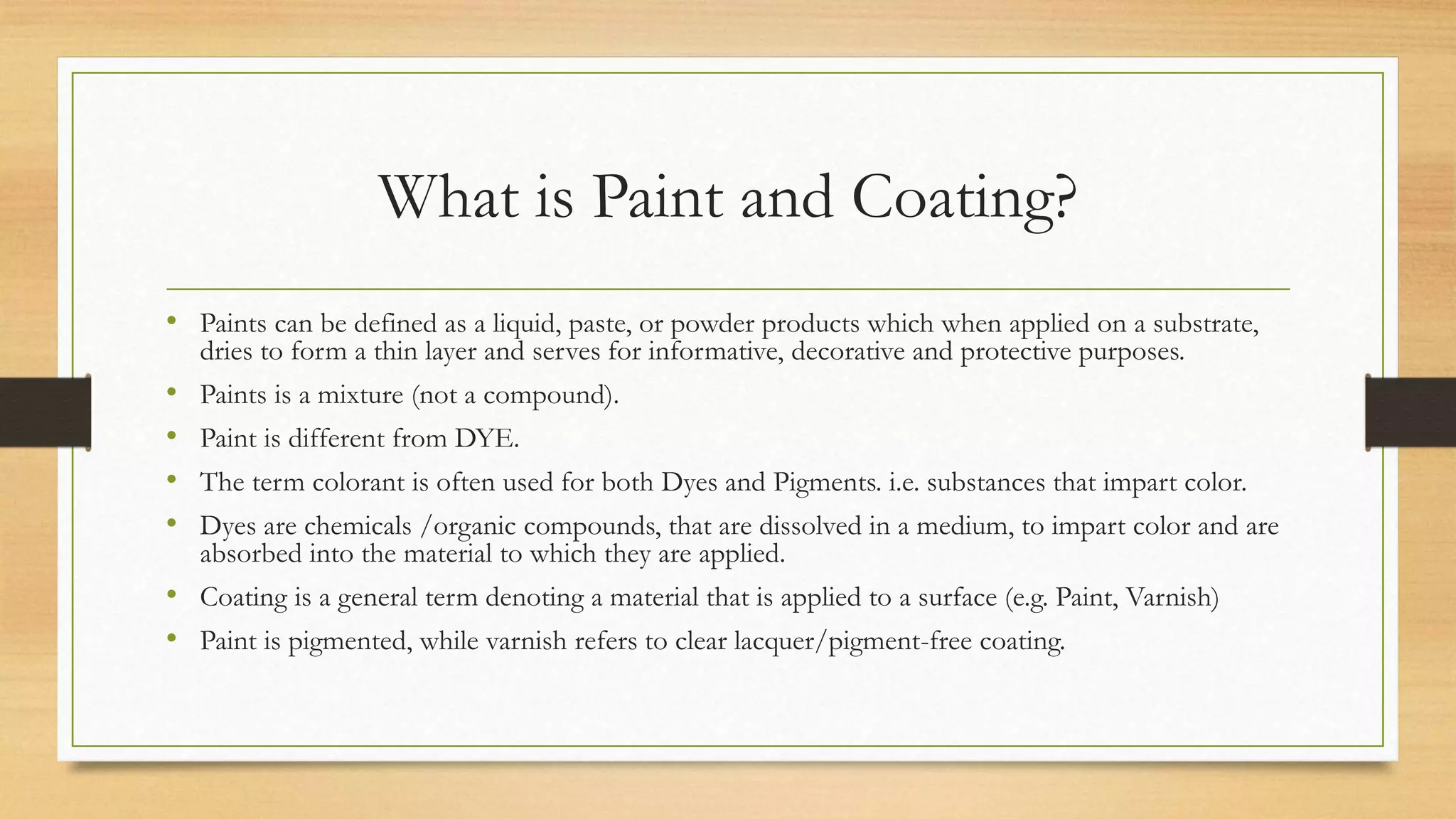 Basics of paint coatings | PPTX