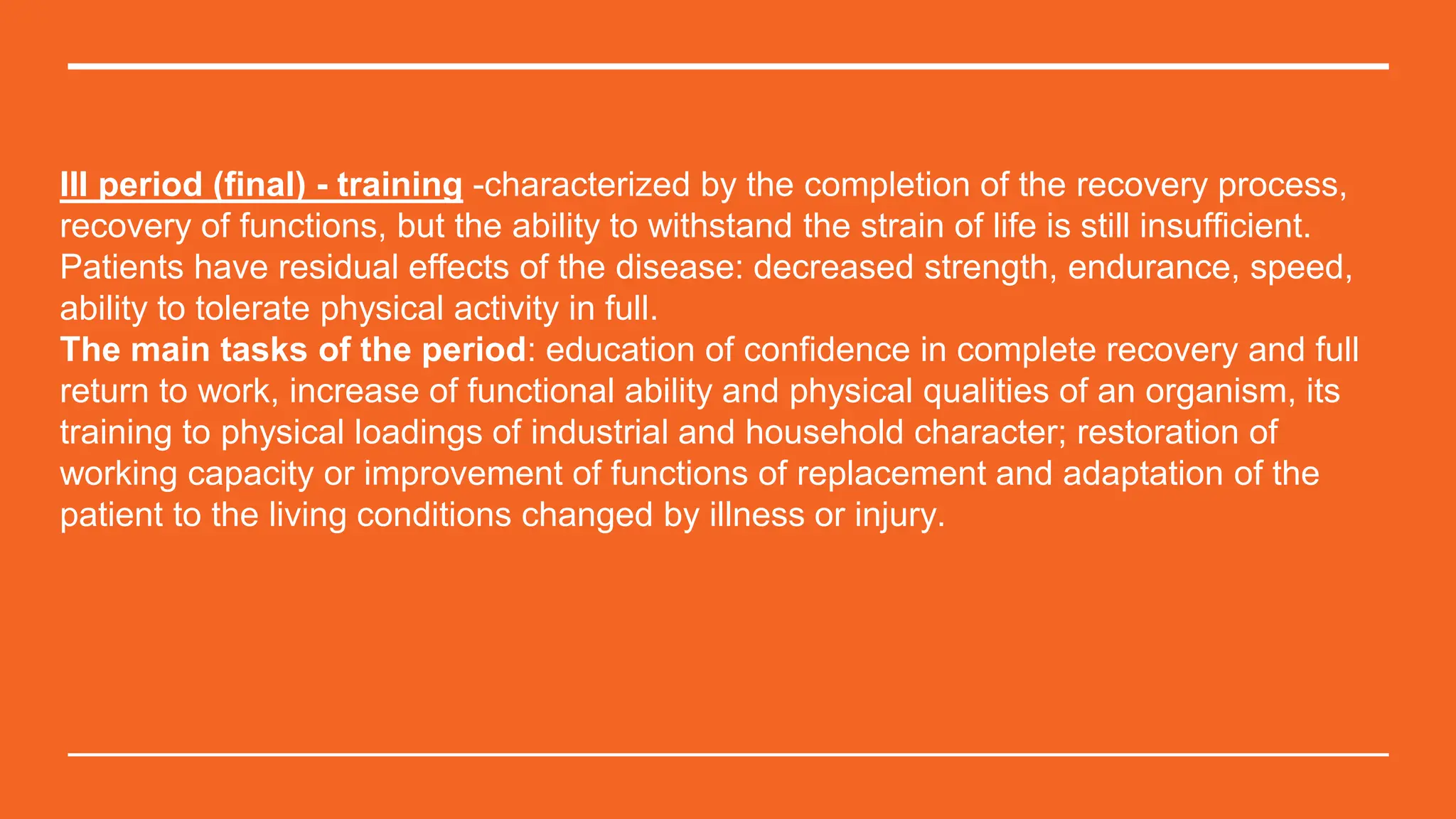 Basics of physical rehabilitation. Types of training, principles of ...