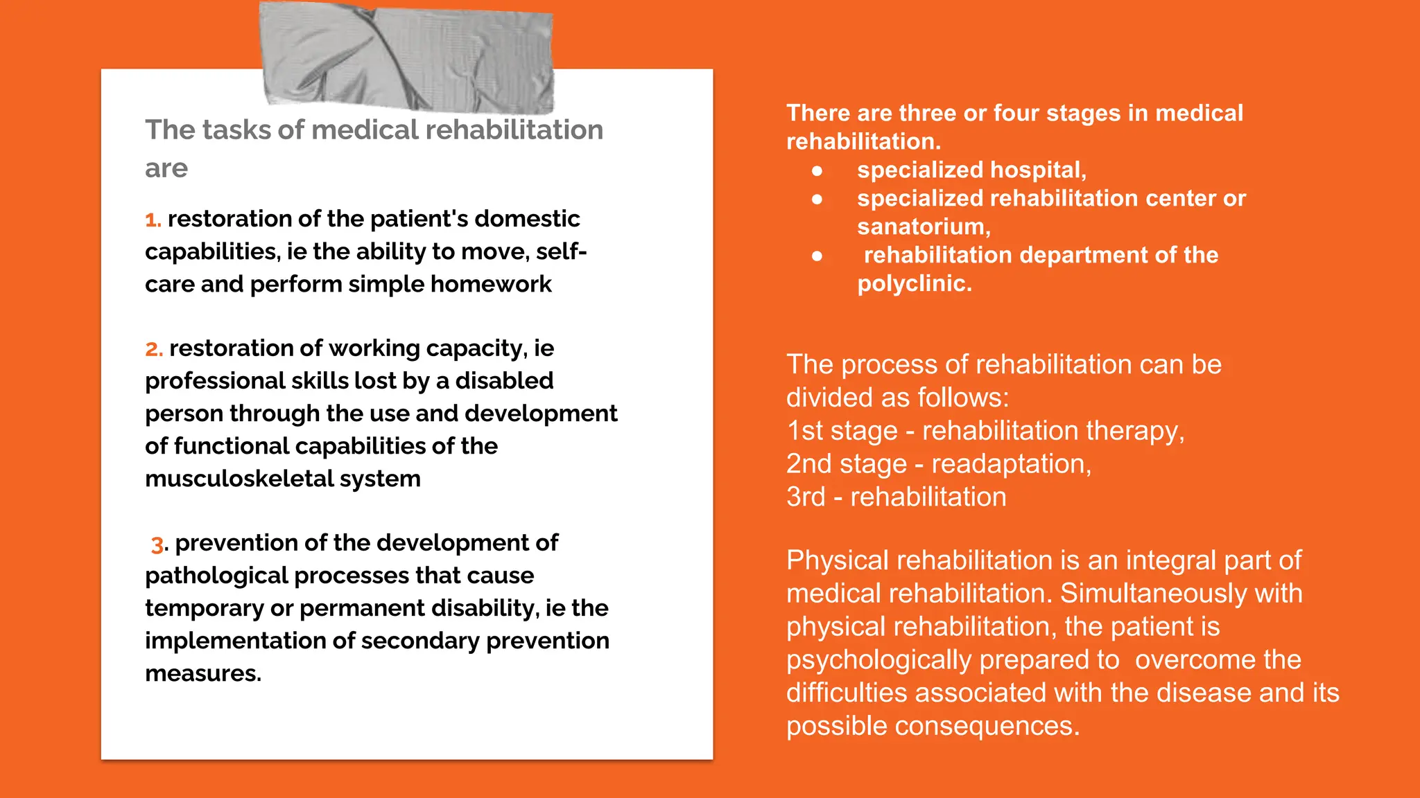 Basics of physical rehabilitation. Types of training, principles of ...