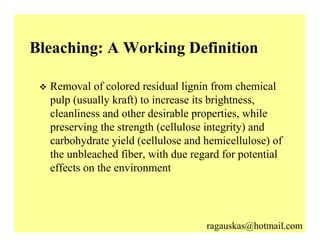 Basics of pulp bleaching | PDF