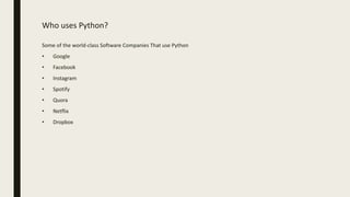 Basics of python | PPT