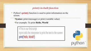 BASICS OF PYTHON usefull for the student who would like to learn on ...
