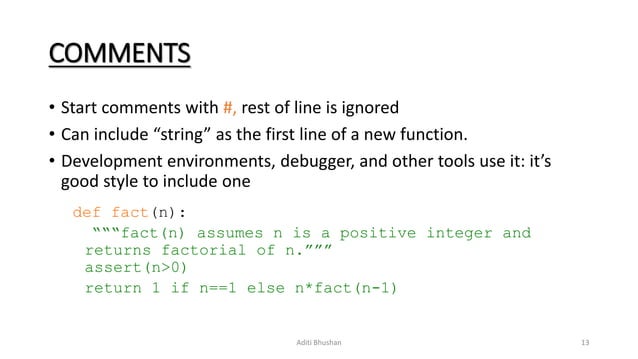 Basics of python programming | PPT