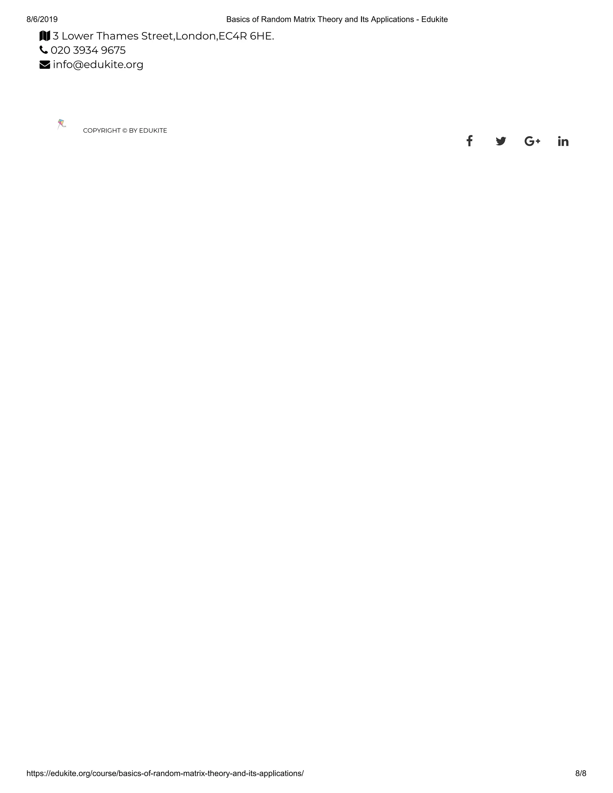 Basics Of Random Matrix Theory And Its Applications Edukite Pdf