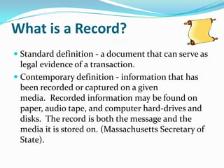 Basics of records management | PPTX