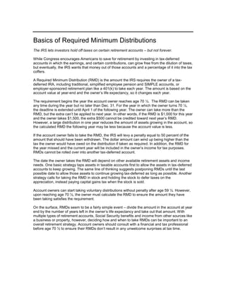 Basics of requried minimum distributions updated | PDF