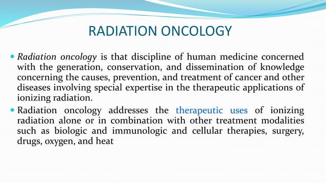 BASICS OF RADIATION THERAPY/RADIATION ONCOLOGY | PPTX | Cancer ...