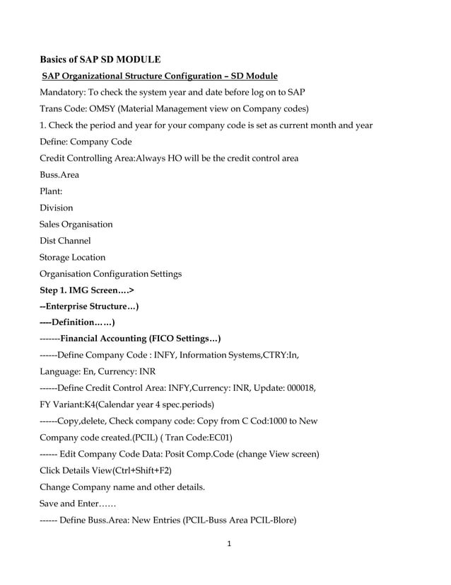 Basics of sap sd module | PDF