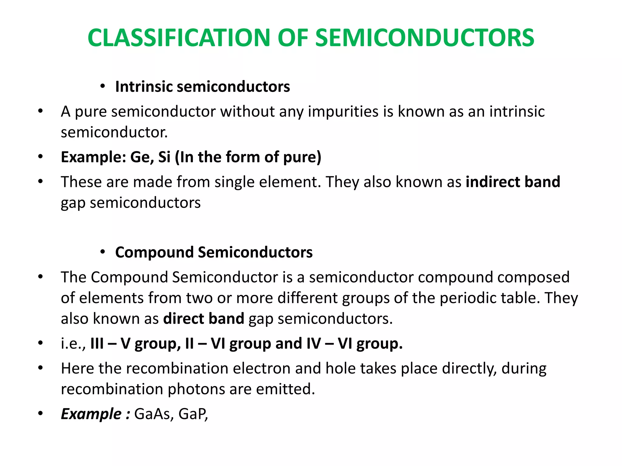 Basics of semiconducting materials | PPTX