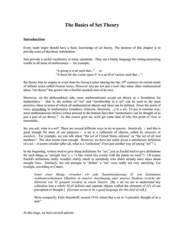 Basics of set theory | PDF