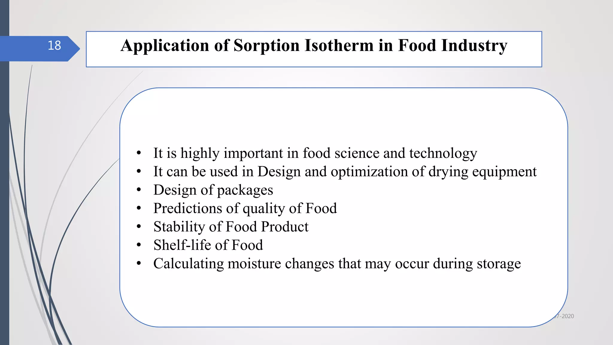 Basics of sorption isotherm & its applications in food processing | PPTX