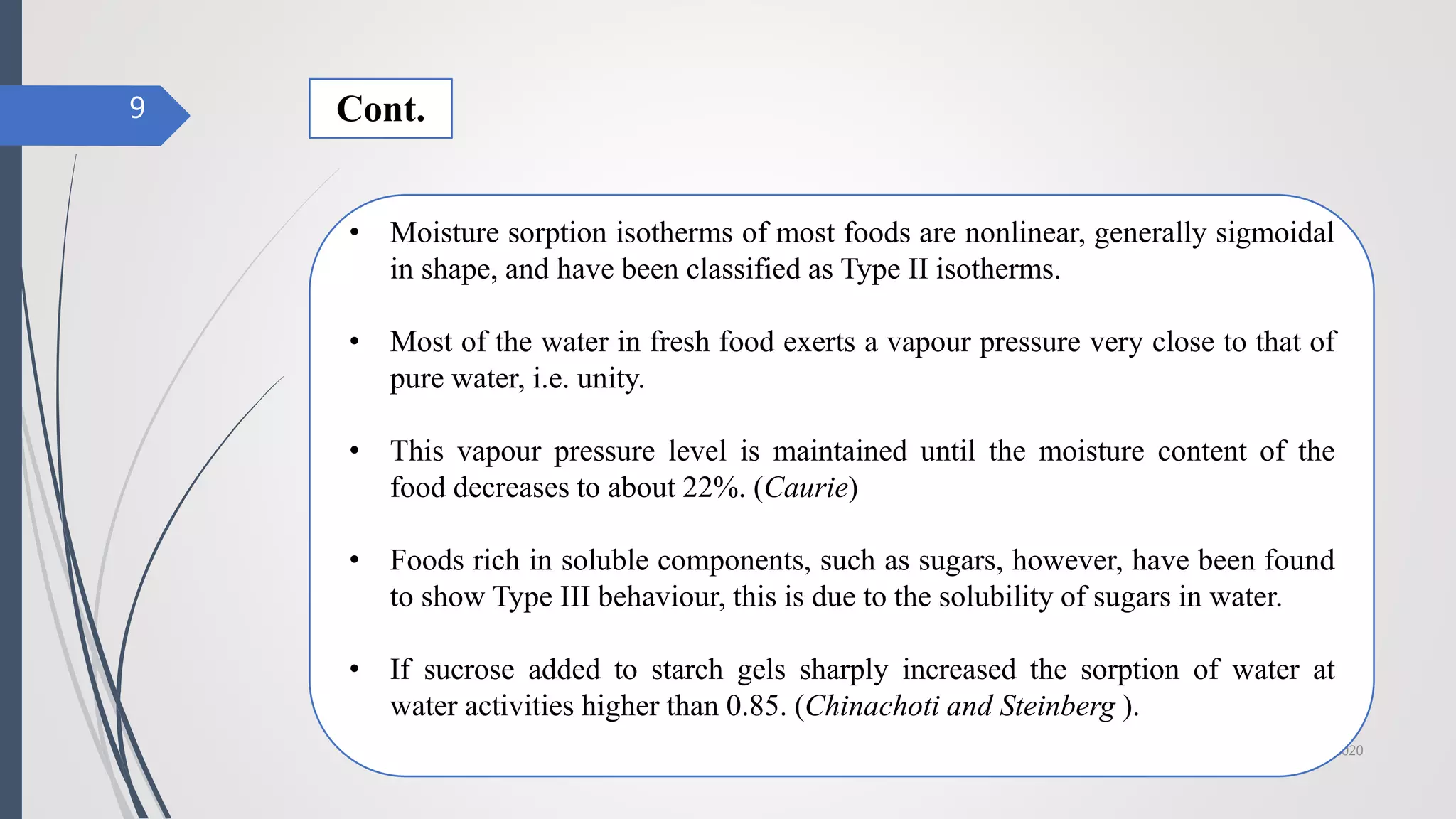 Basics of sorption isotherm & its applications in food processing | PPTX