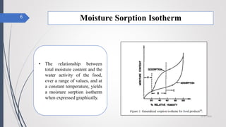 Basics of sorption isotherm & its applications in food processing | PPTX