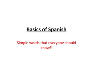 Basics of spanish | PPTX