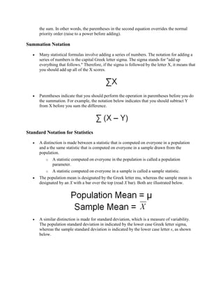 Basics of statistical notation | DOCX