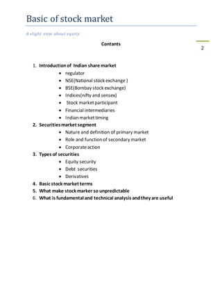 Basics of stock market | DOCX
