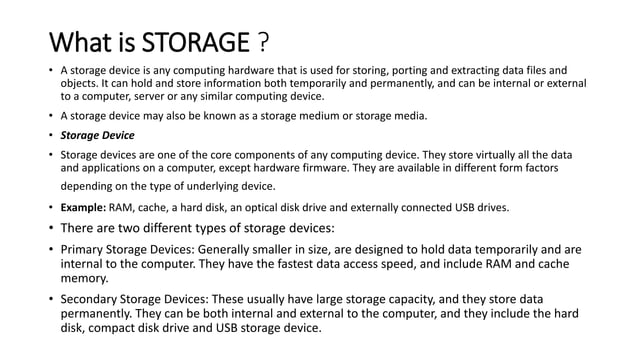 Basics of storage Technology | PPTX | Computer Networking | Computing