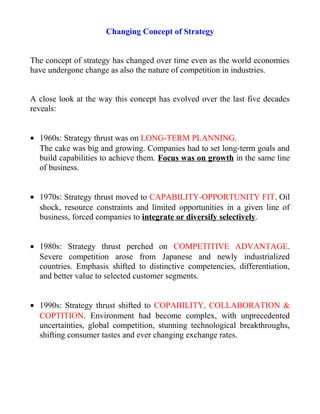 Basics of strategy | DOC | Business Administration | Business