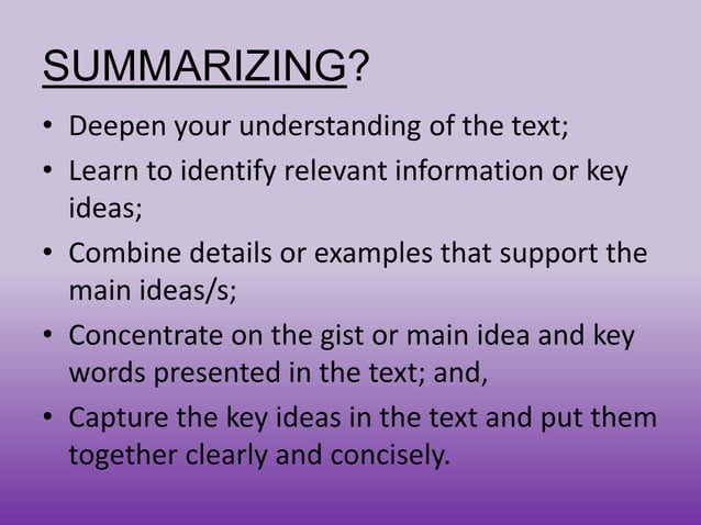 Basics of summarizing | PPTX
