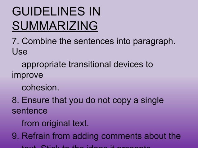 Basics of summarizing | PPTX
