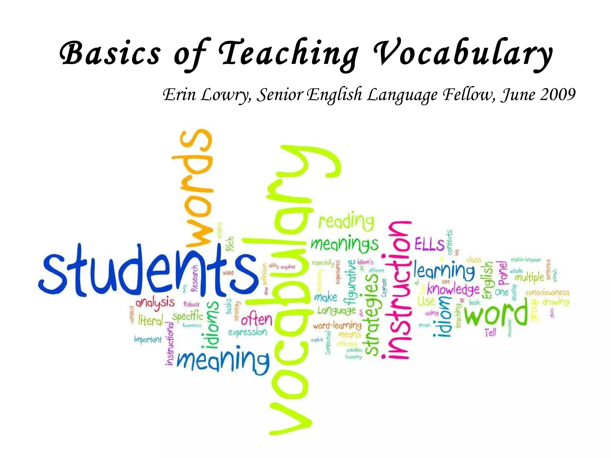 Basics Of Teaching Vocabulary | PPT