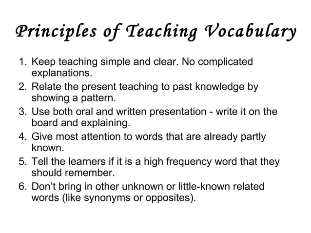 Basics Of Teaching Vocabulary | PPT | Homework and Study | Education