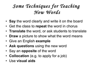 Basics Of Teaching Vocabulary | PPT