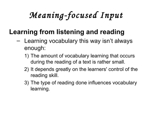 Basics Of Teaching Vocabulary | PPT | Homework and Study | Education