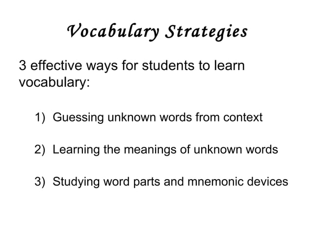 Basics Of Teaching Vocabulary | PPT | Homework and Study | Education
