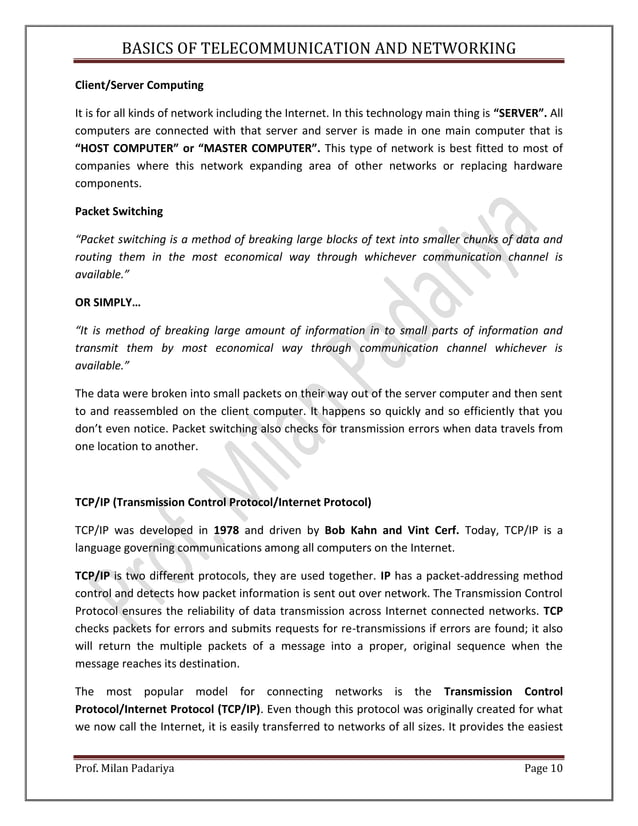 Basics of telecommunication and networking | PDF