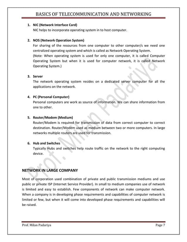 Basics of telecommunication and networking | PDF