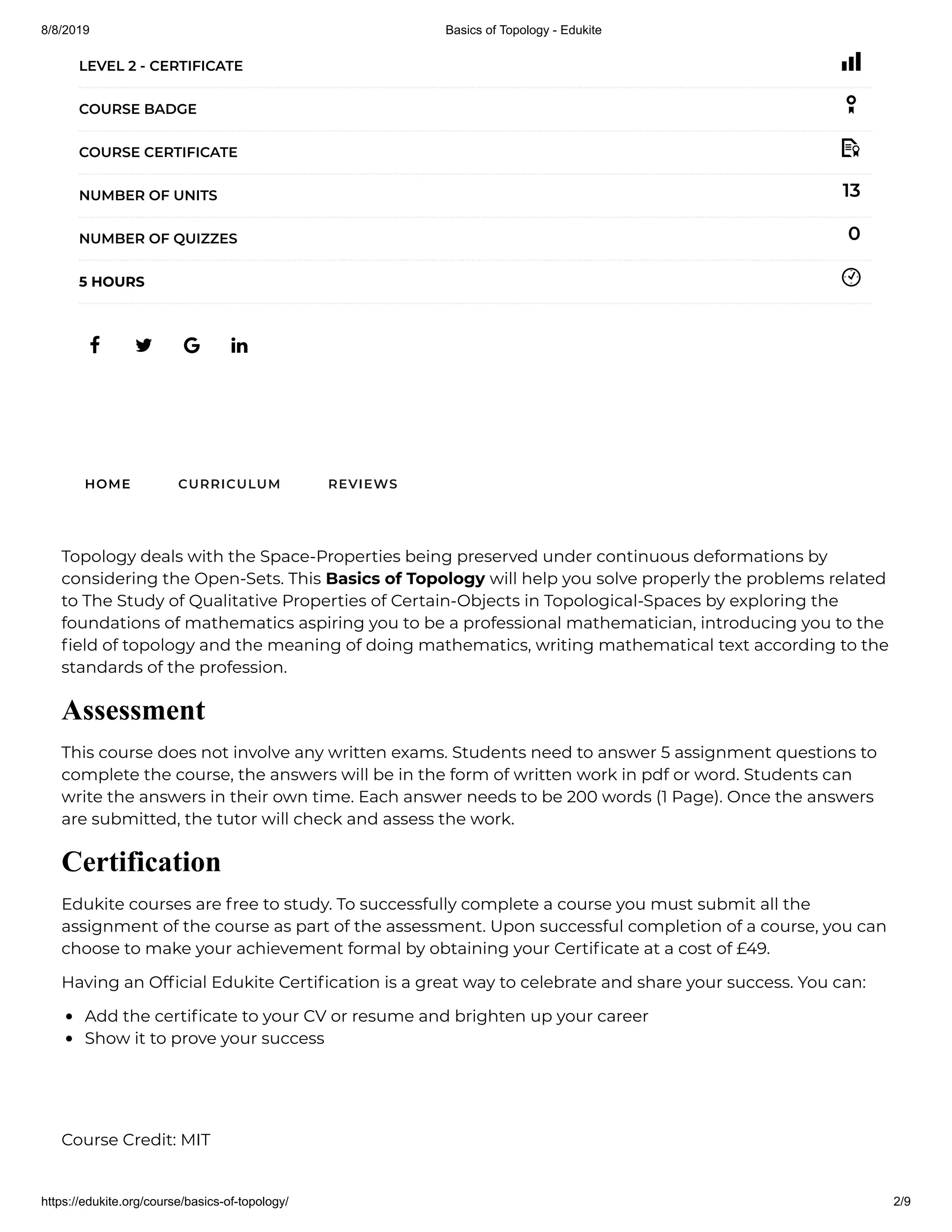 Basics of Topology - Edukite | PDF